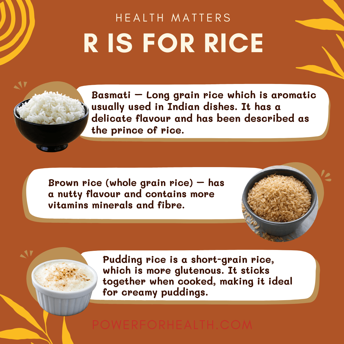 Health Matters – An A to Z Guide to Good Health – R is for Rice - Power ...